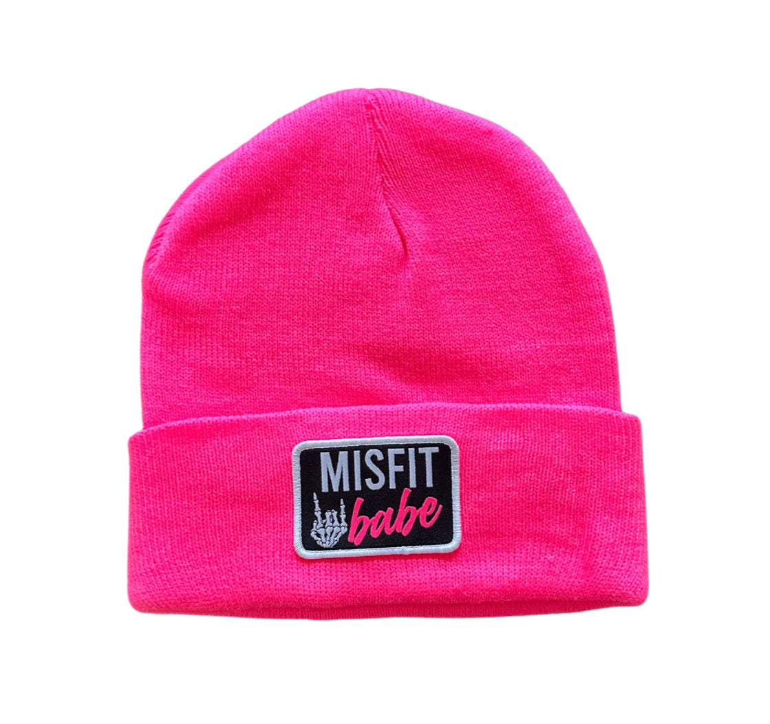 MB LOGO PATCH BEANIE (HOT PINK) – Misfit Babe